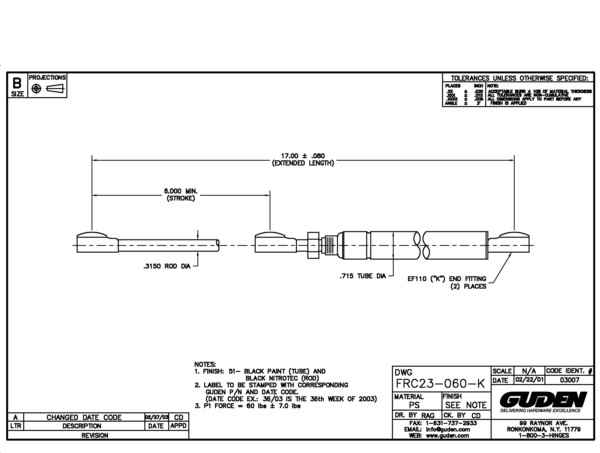 FRC23-060-K,FRC23-060-C,GGS23-P1=60 LBS FRICTION STOP,H. A. Guden Co., Inc.